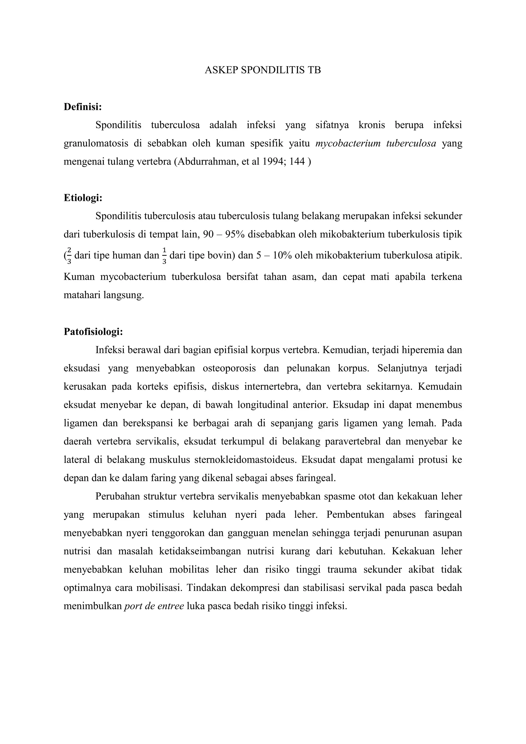 Askep spondilitis tb | DOCX