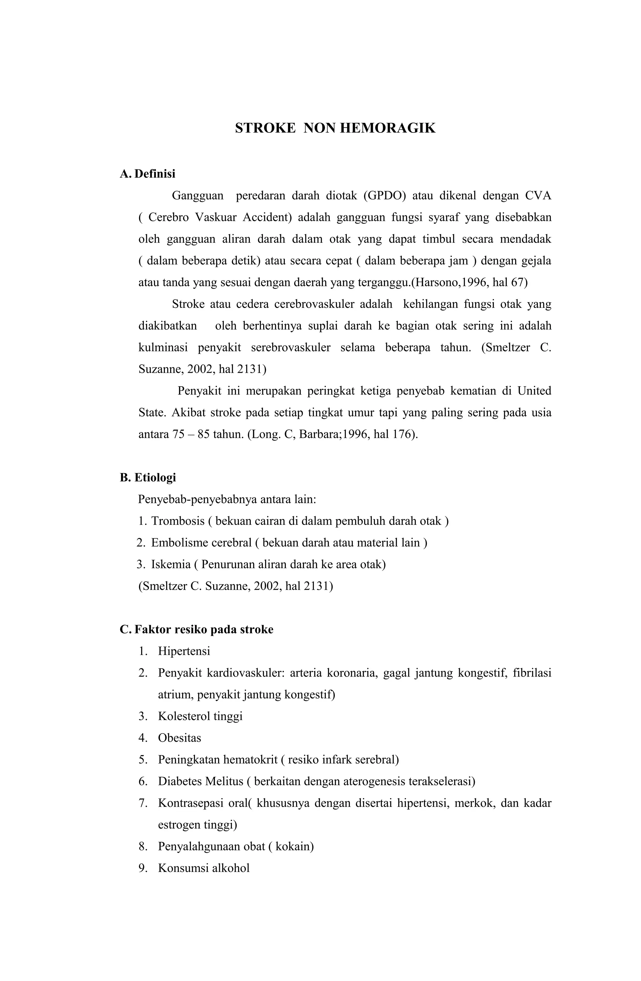 Askep stroke non hemoragik | PDF