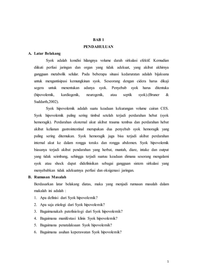 Askep syok hipovolemik | DOCX