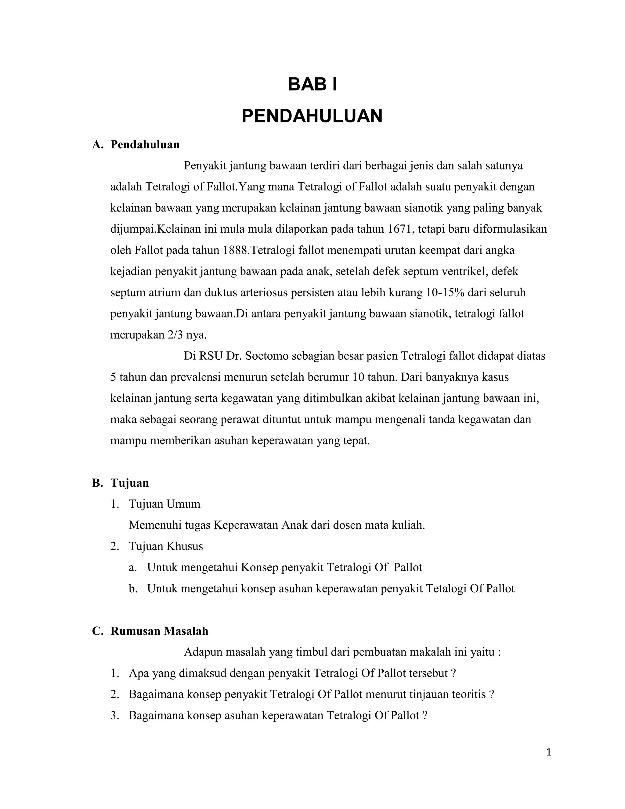 Askep tetralogi of fallot (2) | DOCX