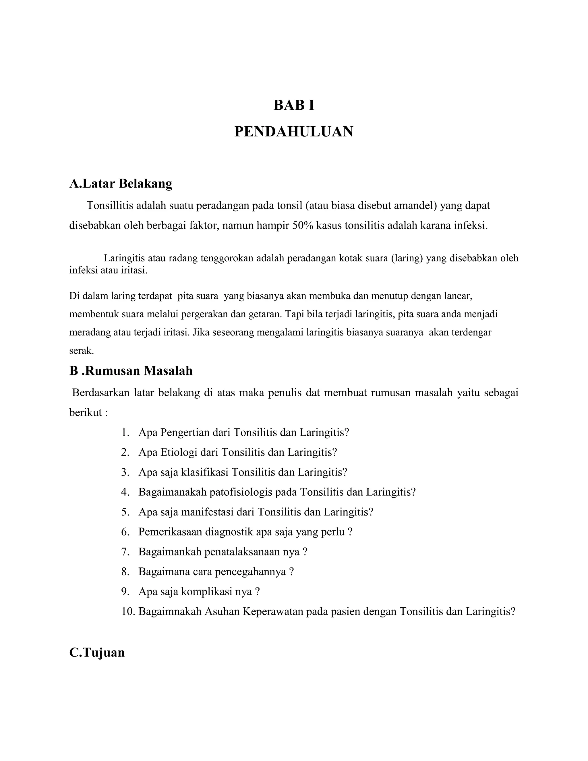 Askep tonsilitis dan laringitis | DOCX