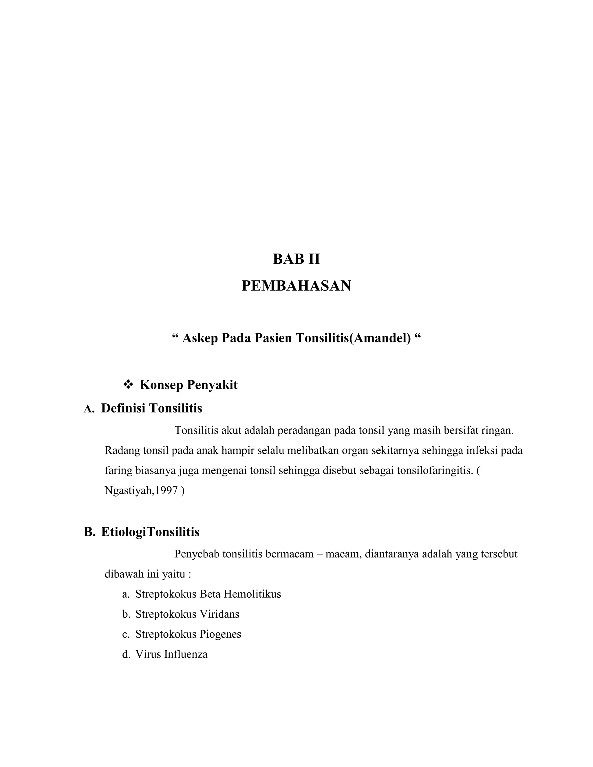 Askep tonsilitis dan laringitis | DOCX