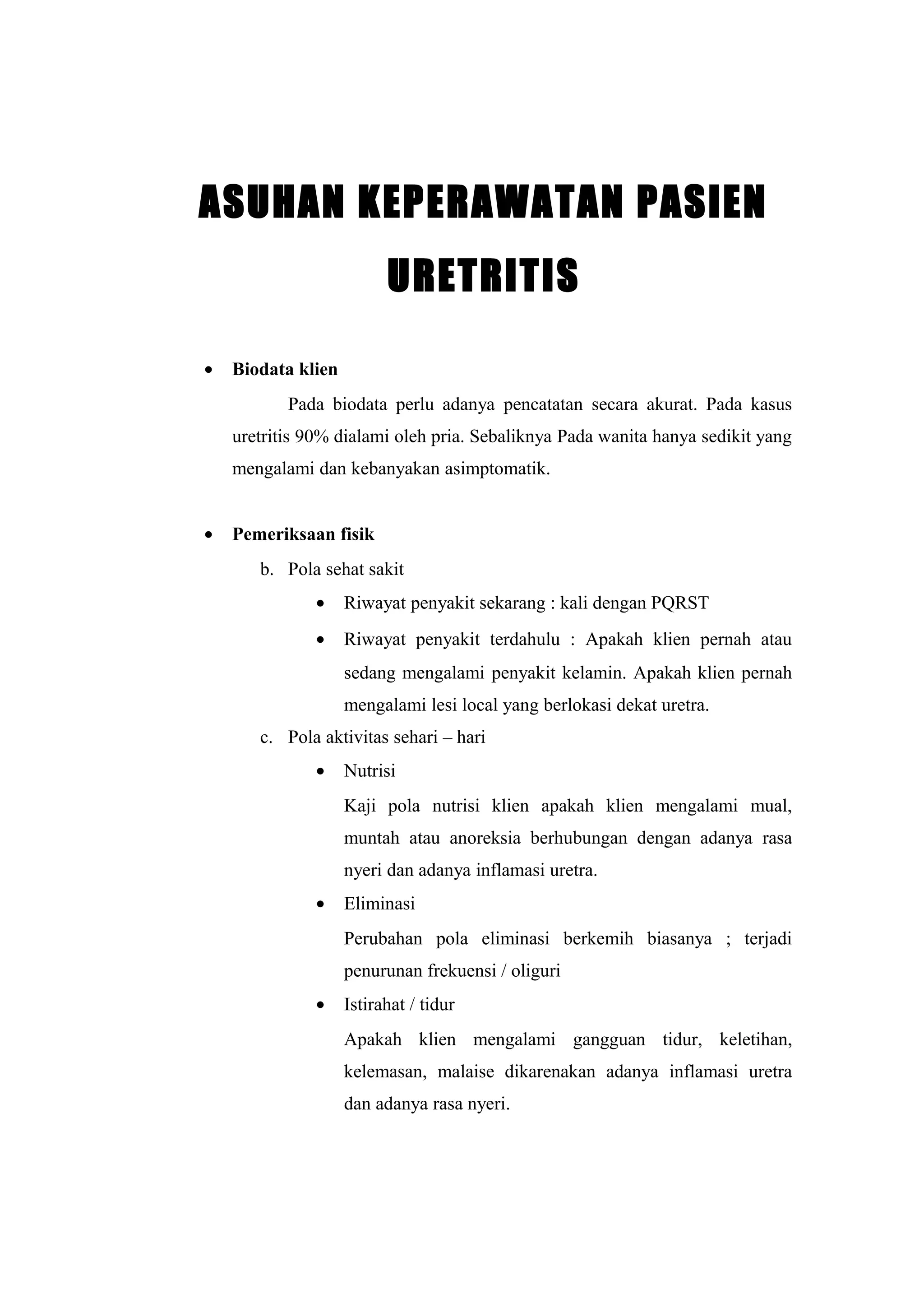 Askep uretritis | DOC