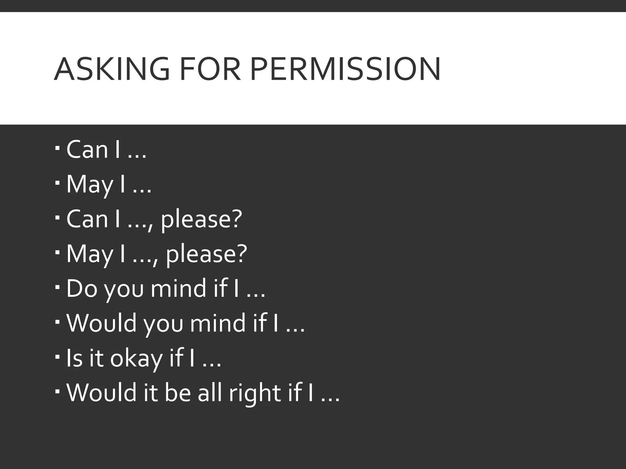 Asking for and giving permission | PPTX