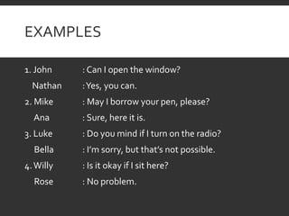 Asking for and giving permission | PPTX
