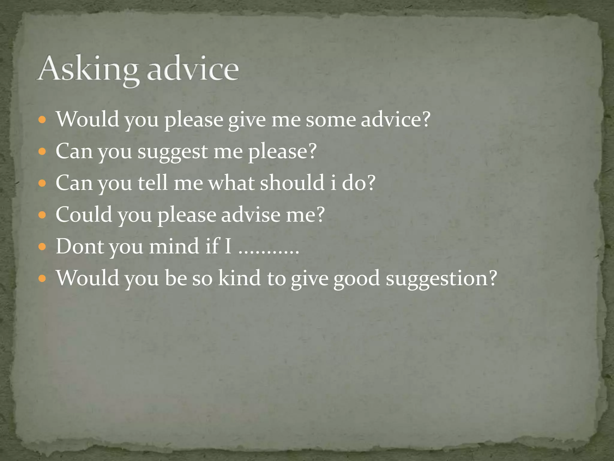 Asking and giving advice | PPTX