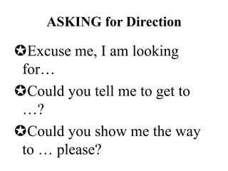 Asking and giving direction ppt | PPT