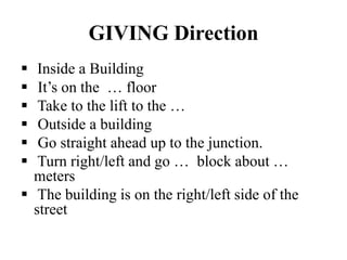 Asking and giving direction ppt | PPT