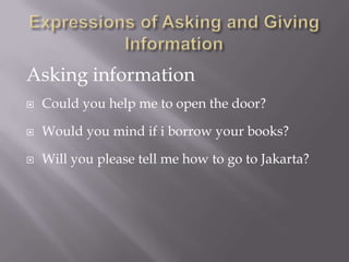 Asking and giving information | PPTX