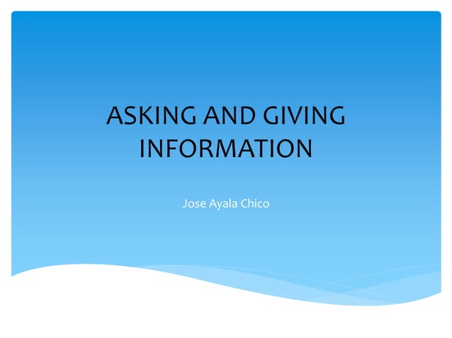 Asking and giving information | PPTX