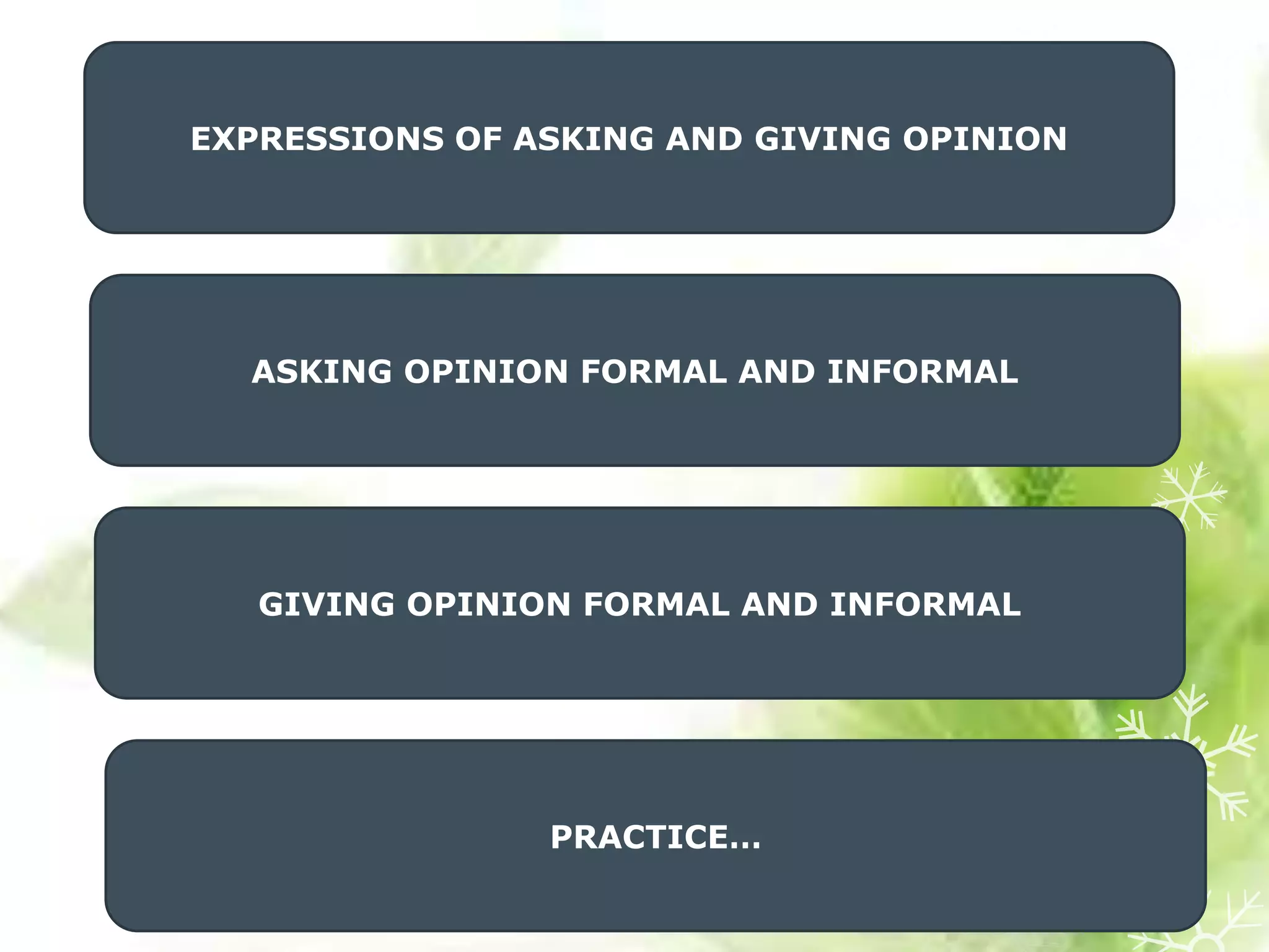 Asking and giving opinion | PPTX