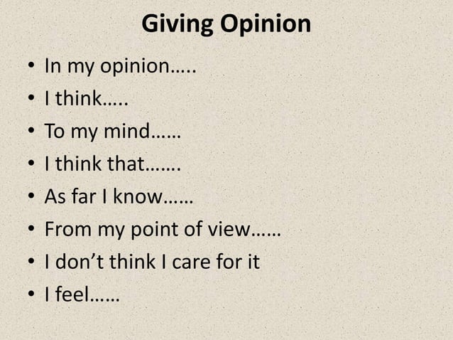 Asking and giving opinion | PPTX
