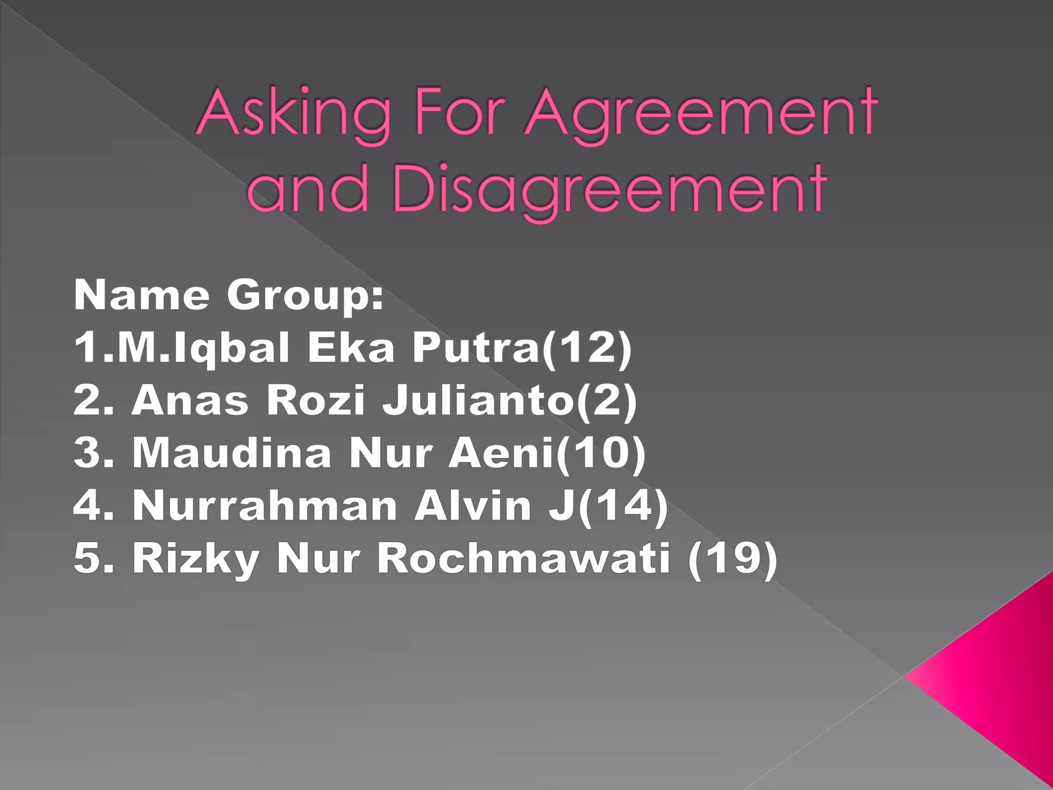 Asking for agreement and disagreement | PPTX
