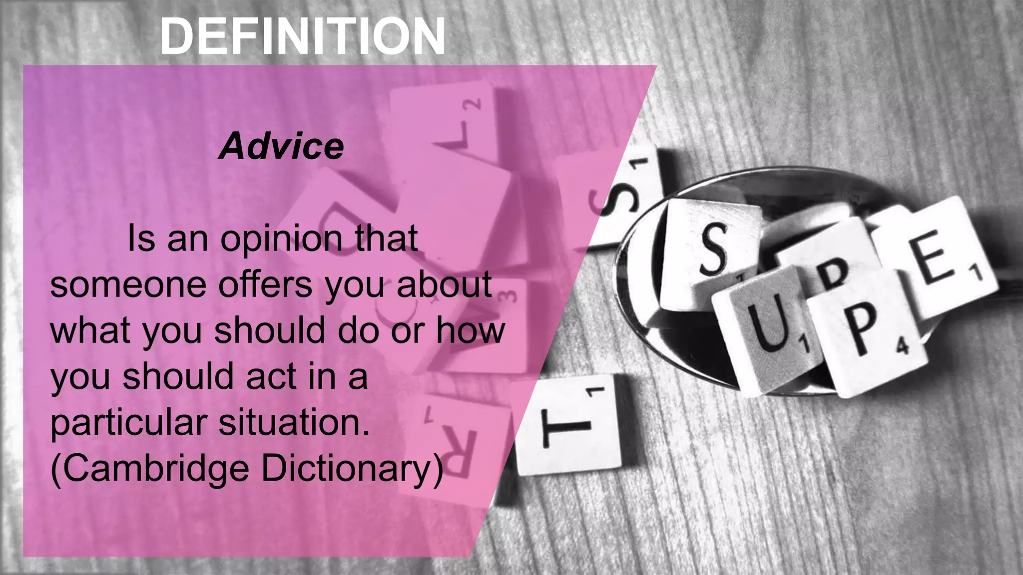 Asking for and Giving Advice - English for Interpersonal Interctions I ...