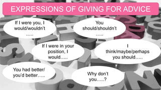 Asking for and Giving Advice - English for Interpersonal Interctions I ...