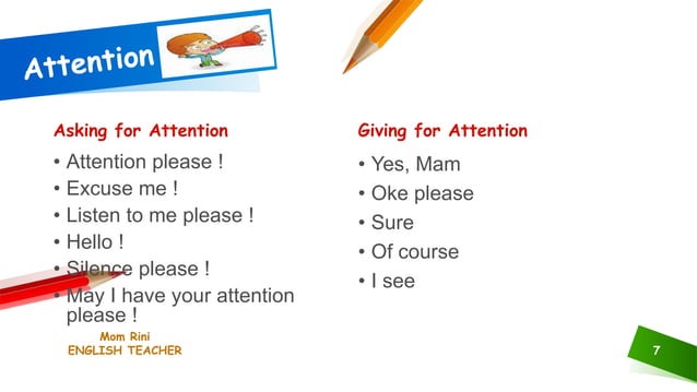 Asking for and giving attention | PPTX