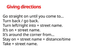 ASKING FOR AND GIVING DIRECTIONS IN ENGLISH | PPTX