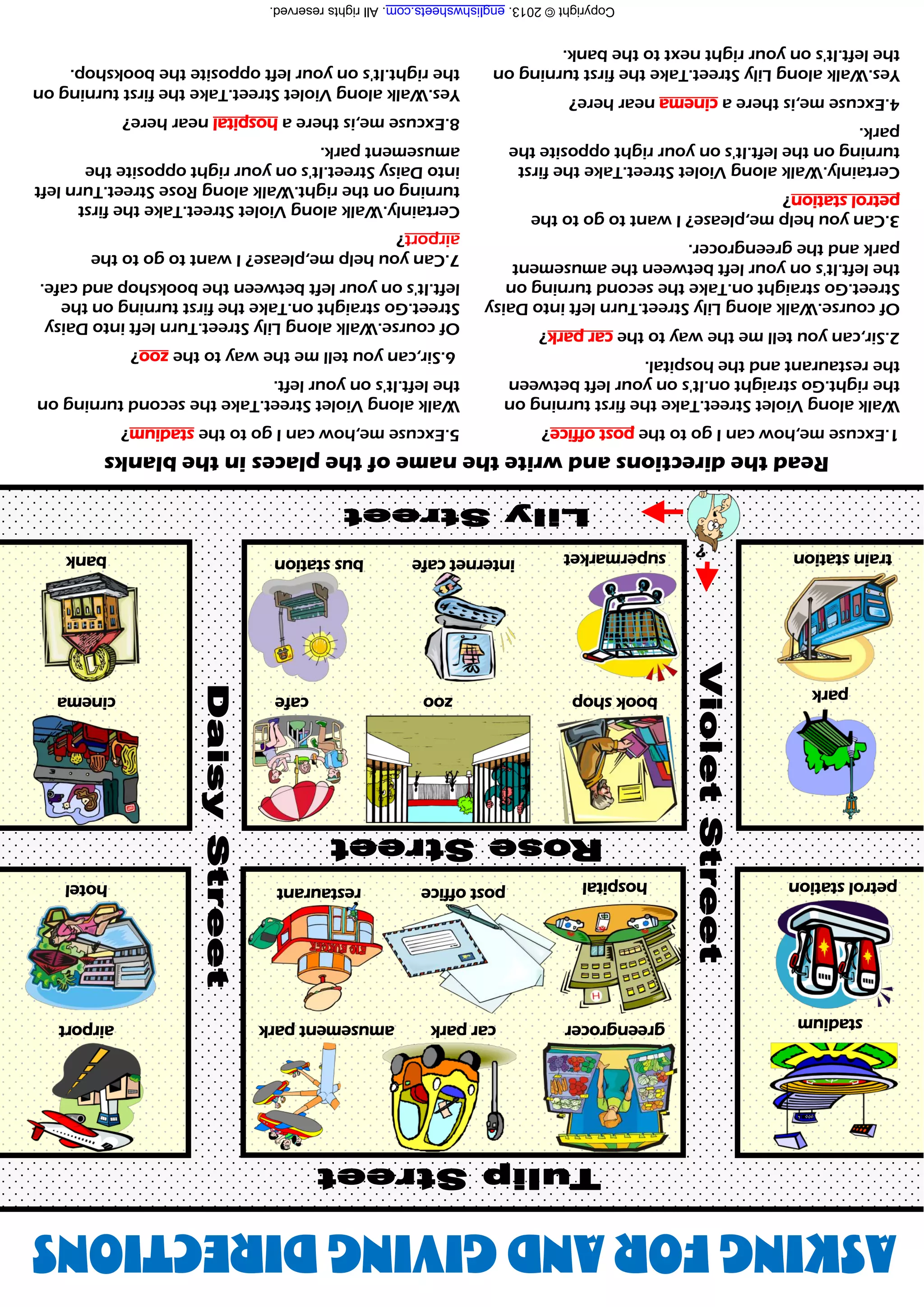 Asking for and giving directions telling the way worksheet copy | PDF