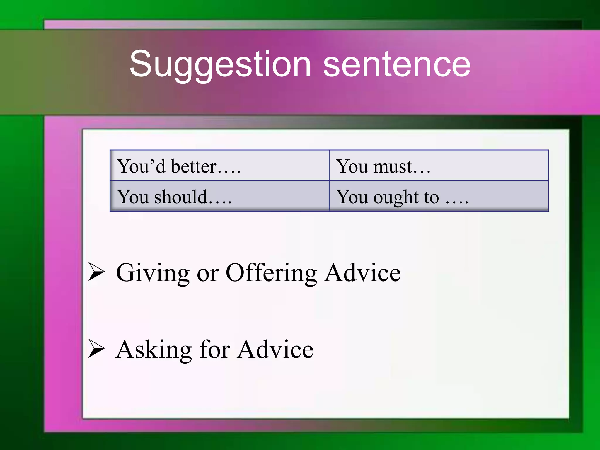 Asking for giving suggestion and advice | PPTX