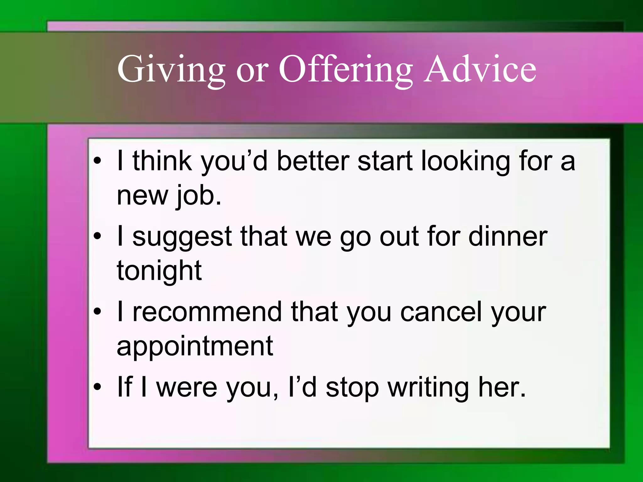 Asking for giving suggestion and advice | PPTX