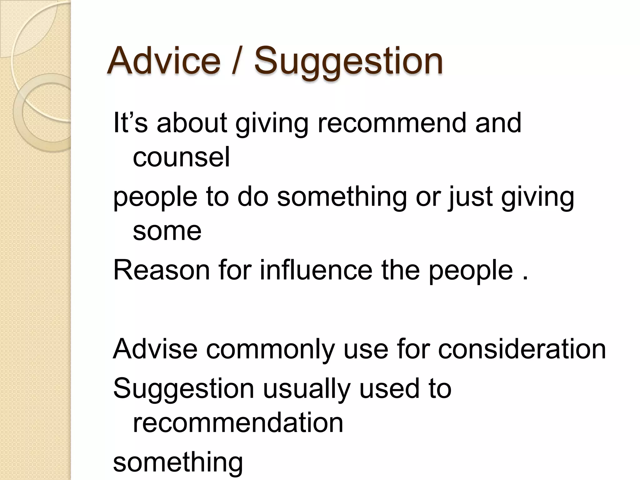 Asking for giving suggestion and advice | PPTX