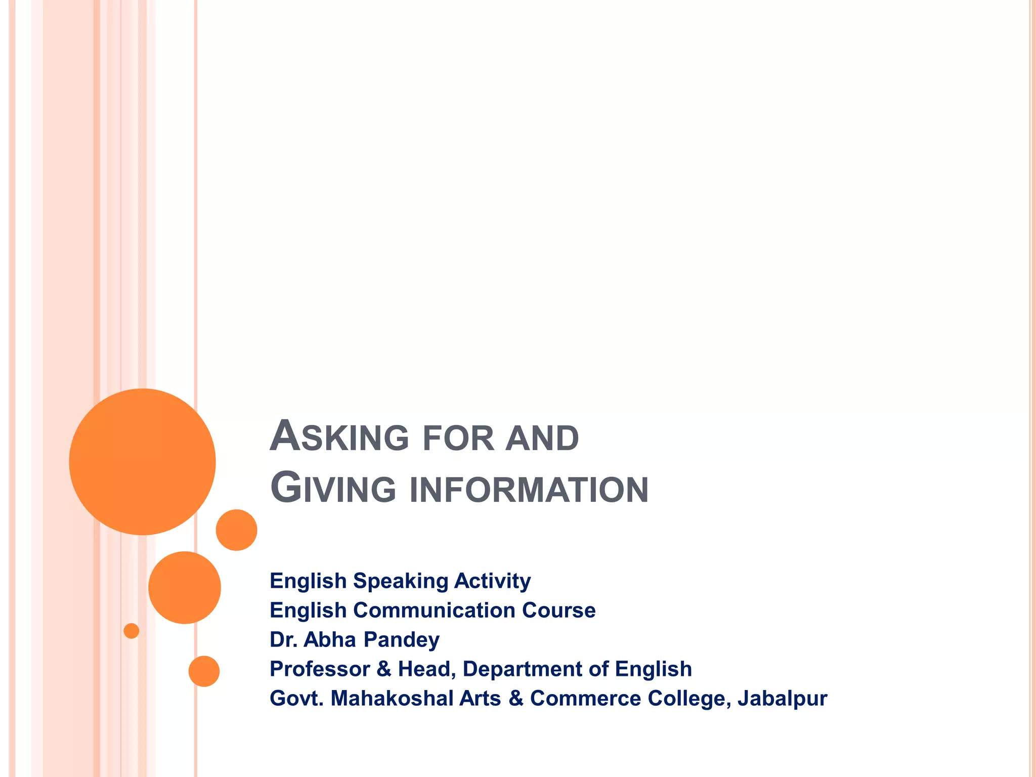 Asking for information and giving information | PPTX