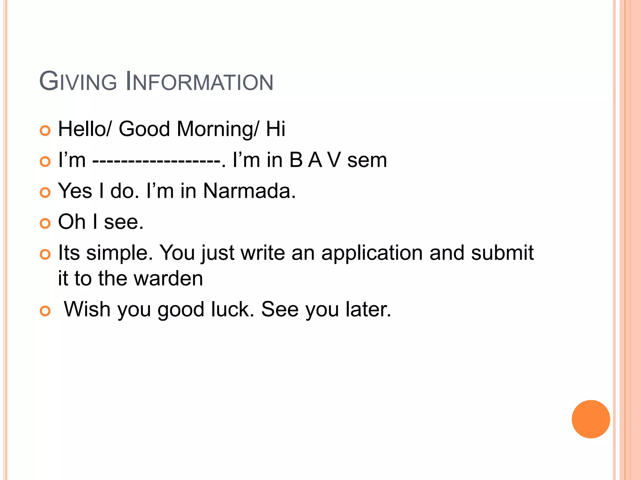 Asking for information and giving information | PPTX