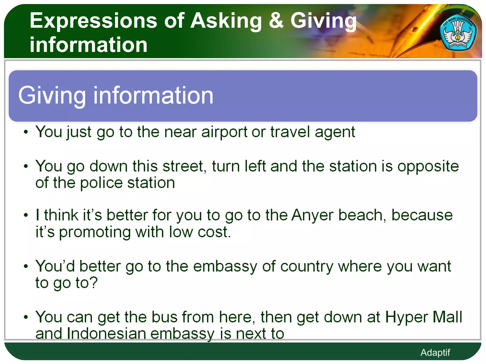Asking & giving information | PPT