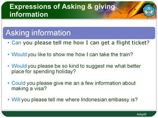 Asking & giving information | PPT