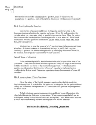 Asking questions when coaching | PDF