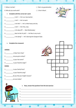 Asking questions with where, who when, what, how | PDF