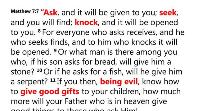 Ask, Seek, and Knock. And Here's More! pptx | PPTX | Christianity ...