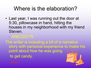 Asking the questions that lead to and recognizing elaboration | PPSX