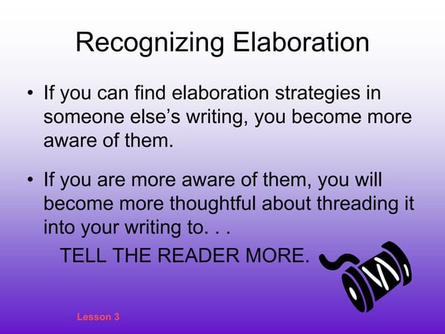 Asking the questions that lead to and recognizing elaboration | PPSX