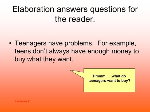 Asking the questions that lead to and recognizing elaboration | PPSX