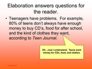 Asking the questions that lead to and recognizing elaboration | PPSX