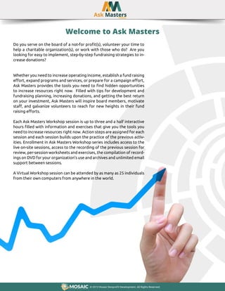 Ask Masters workshops program overview | PDF