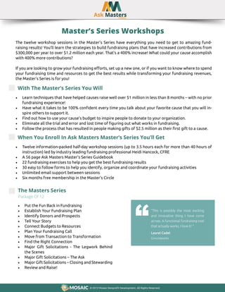 Ask Masters workshops program overview | PDF