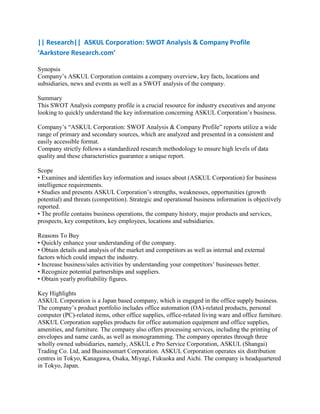 Askul corporation swot analysis & company profile