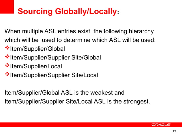 ASL and Sourcing ASL and Sourcing Rule for Oracle | PPT