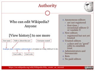 Citation needed: Information literacy lessons from Wikipedia | PPT