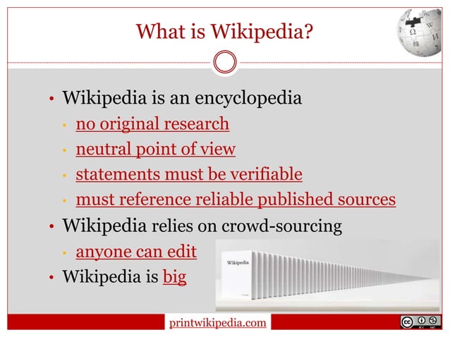 Citation needed: Information literacy lessons from Wikipedia | PPT