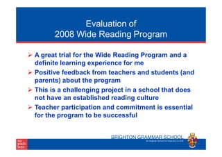 Wide reading program middle years | PPT