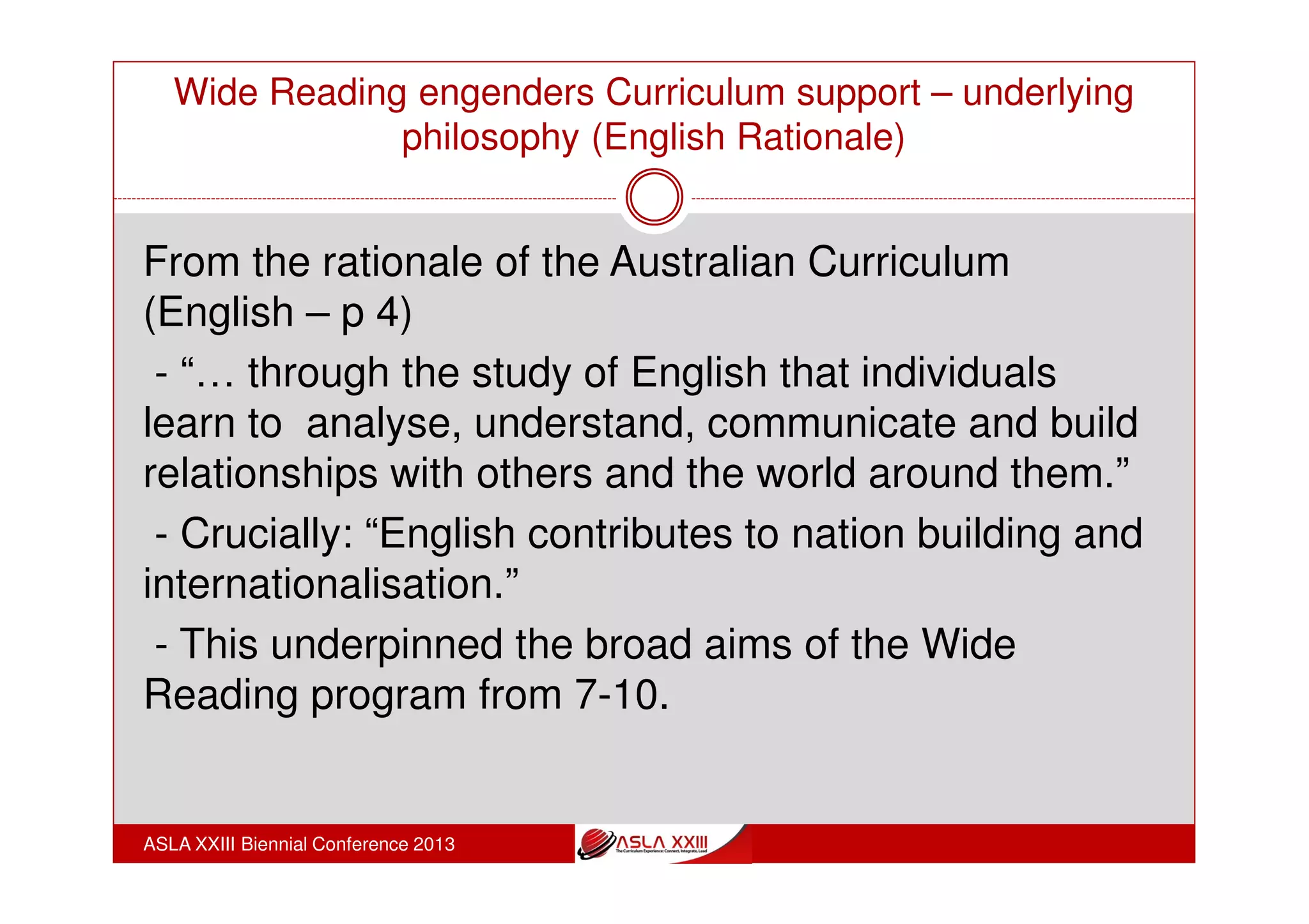 Structuring reading for breadth, depth and lifelong learning to support ...