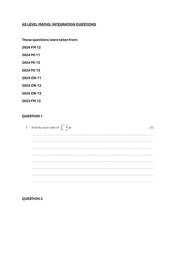 AS LEVEL MATHS INTERGRATION QUESTIONS.pdf