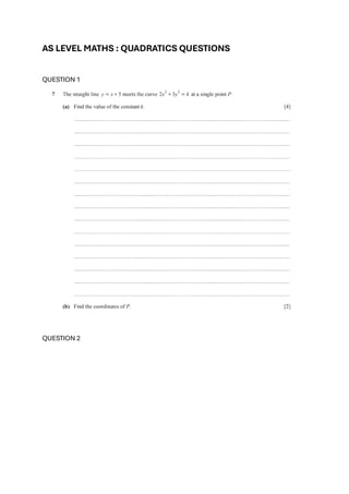 AS LEVEL MATHEMATICS QUADRATICS QUESTIONS.pdf