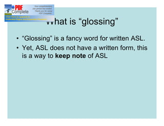Asl glossing | PDF