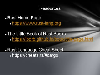 A Slice Of Rust - A quick look at the Rust programming language | PPTX | Programming Languages ...