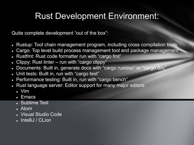 A Slice Of Rust - A quick look at the Rust programming language | PPT