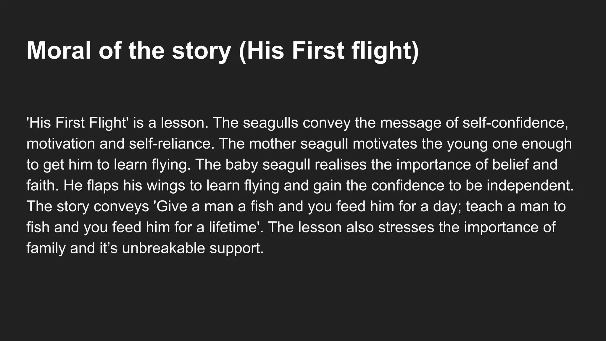 A presentation on the chapter ‘his first flight’ | PDF